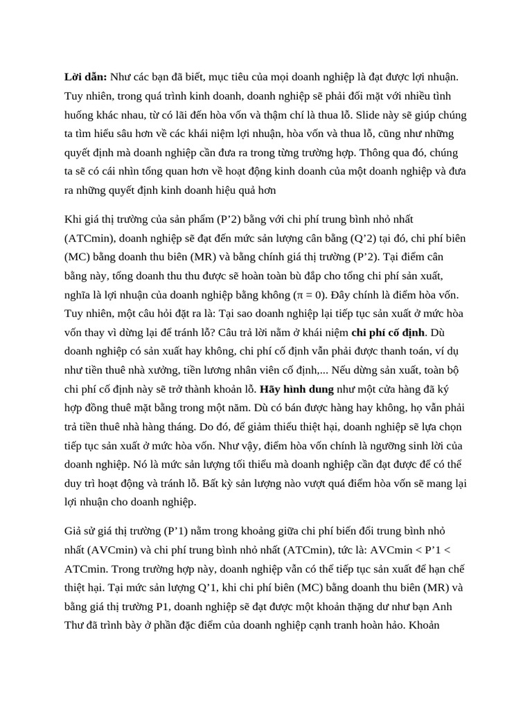 Nội Dung Thuyết Trình Phần Lời, Lỗ (Ktvm) | PDF