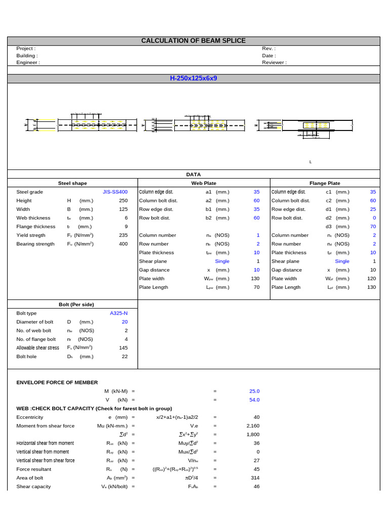 Beam Splice - Flange&Web Plate rev 0 (JIS steel) | PDF | Strength Of ...