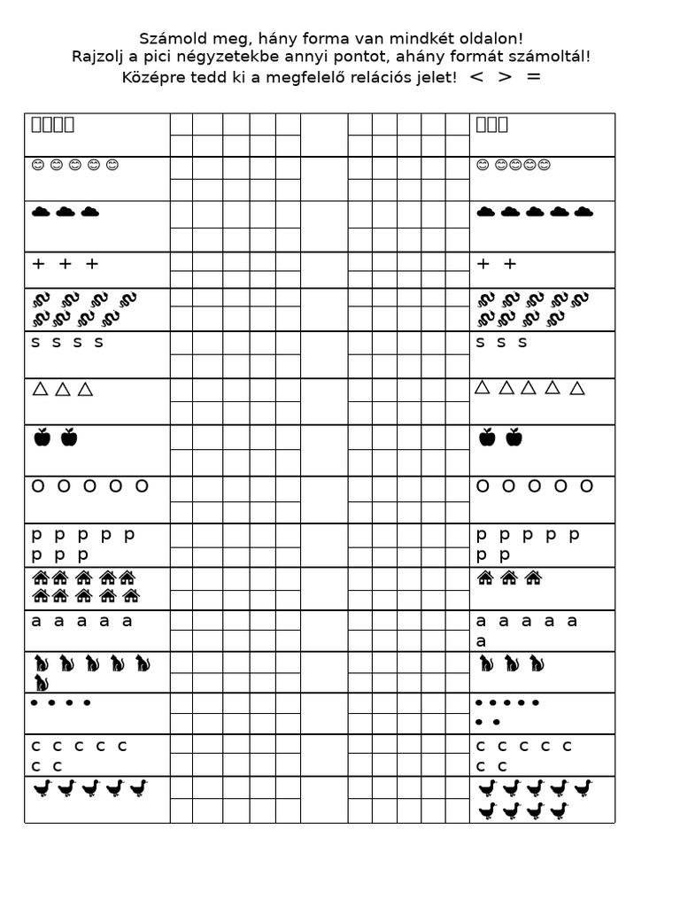 Több-Kevesebb-Ugyanannyi - Relációs Jelek | PDF
