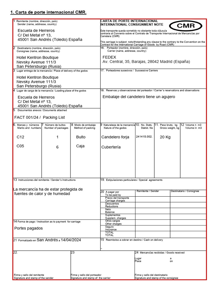 Carta de Porte Internacional | PDF