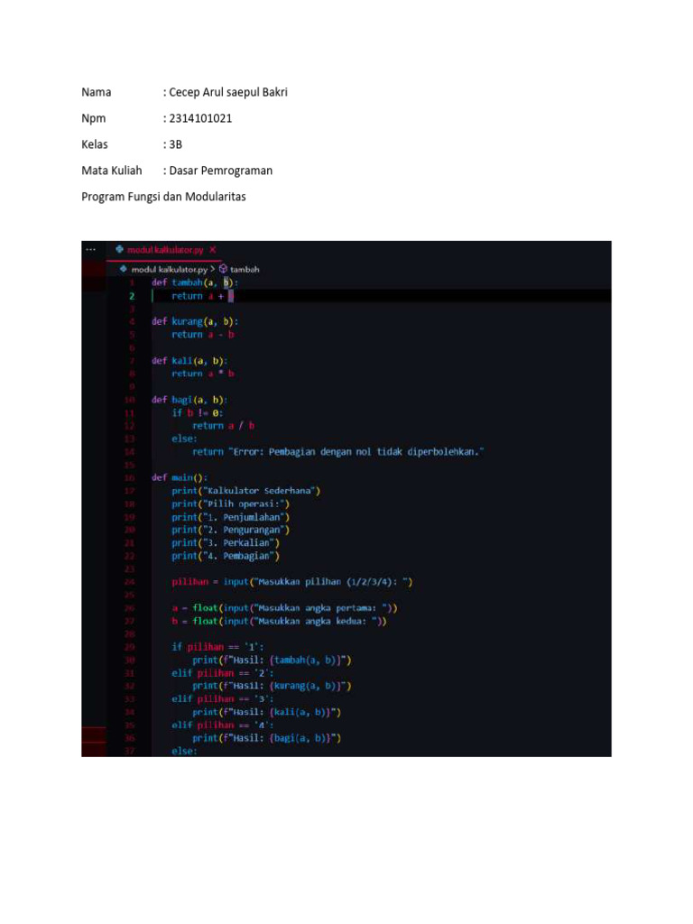 Cecep Arul Tugas Dasar Pemrograman p5 | PDF