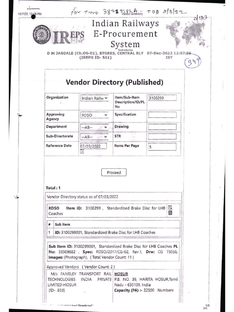 RDSO Vendor Directory As On 7 Dec 2022 | PDF