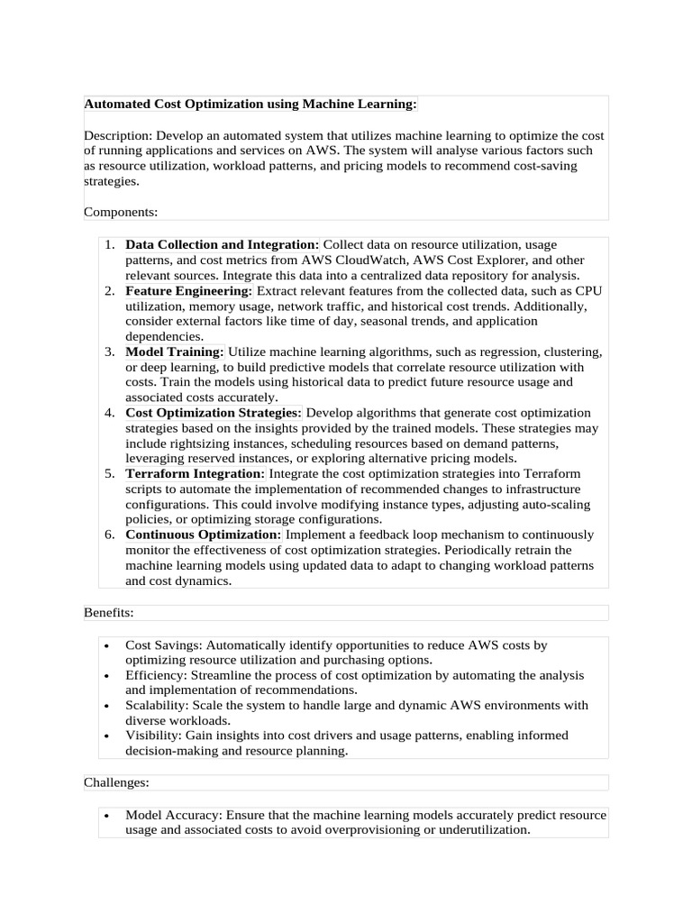 Automated Cost Optimization Using Machine Learning | PDF | Machine ...