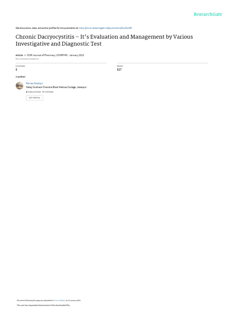 Chronic Dacryocystitis Management Guide | PDF | Dye | Ophthalmology