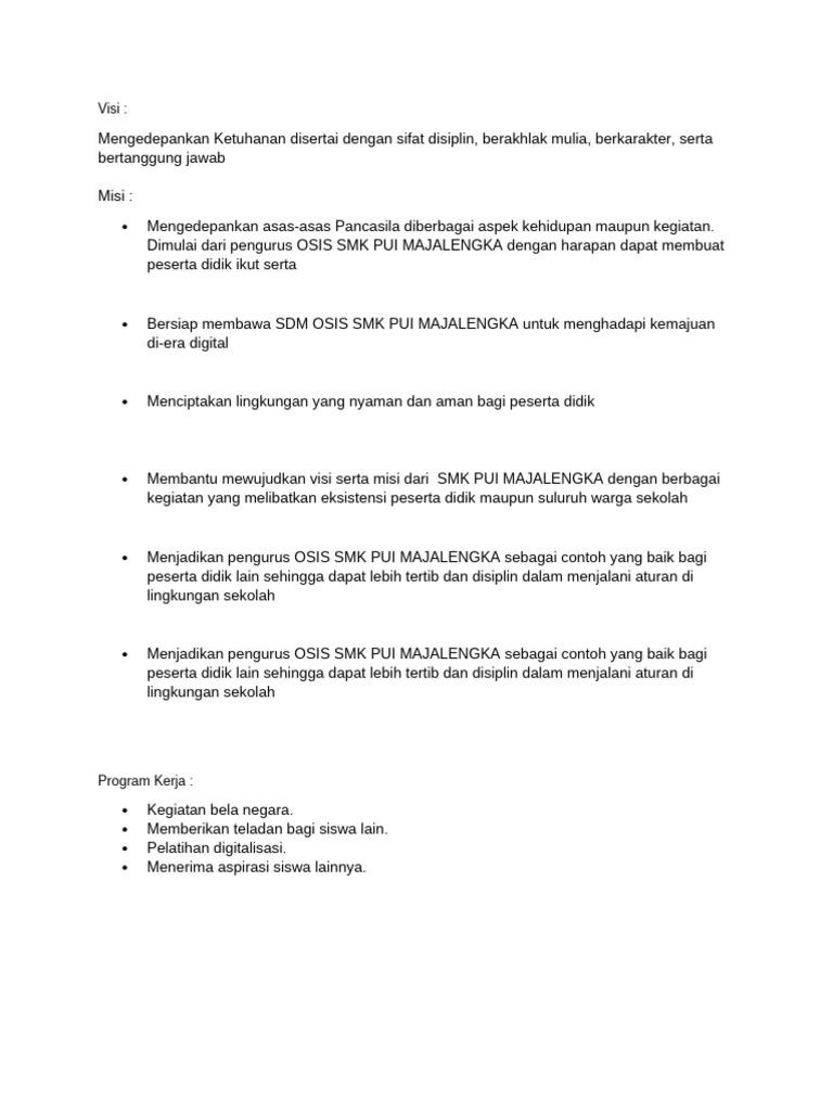Visi Misi Osis | PDF
