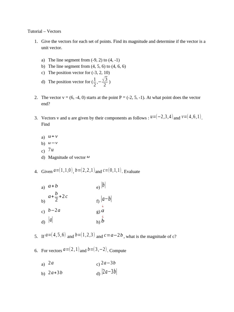 TUTO PART 1 (4) | PDF | Euclidean Vector | Motion (Physics)