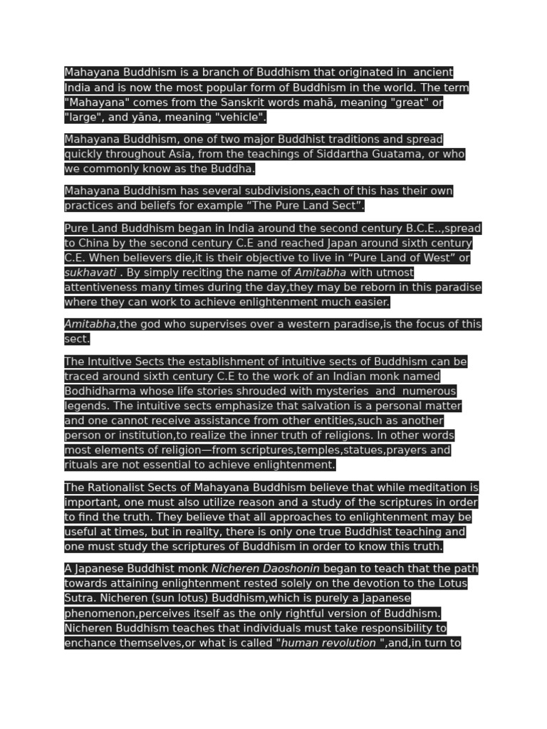 Erica Pequiro World Religion | PDF | Tibetan Buddhism | Mahayana