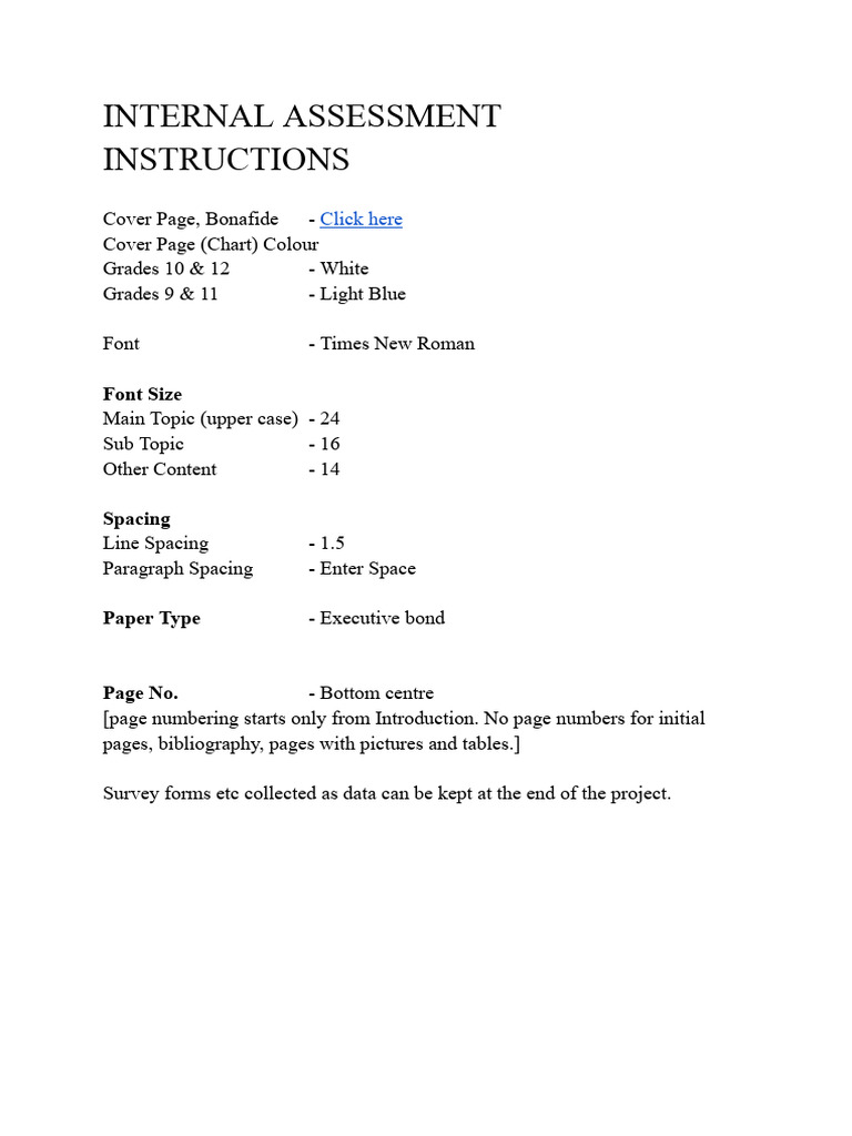 Internal Assessment Formatting Guide | PDF