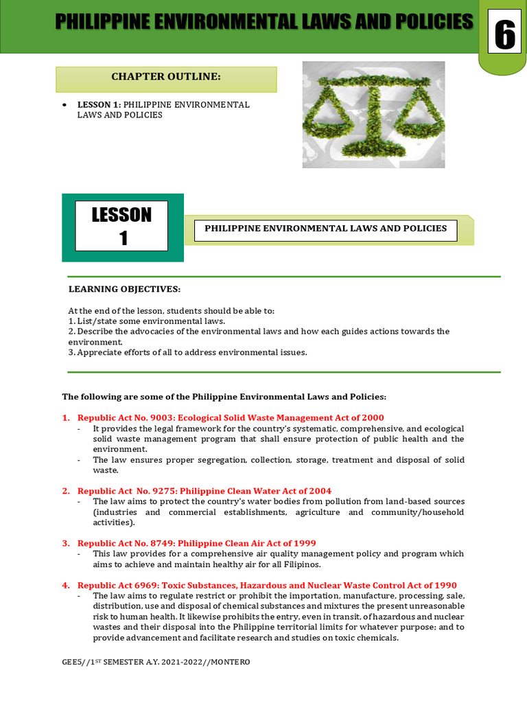 (Gee 5) Chapter 6 - Environmental Laws and Policies | PDF ...