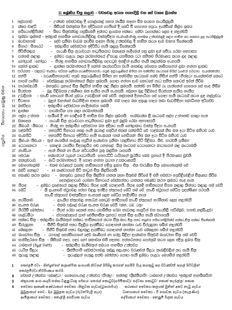 Grade 10-11 Art Words | PDF