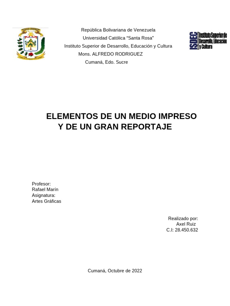 Elementos Que Conforman Un Gran Reportaje | PDF | Tipografía | Diseño ...