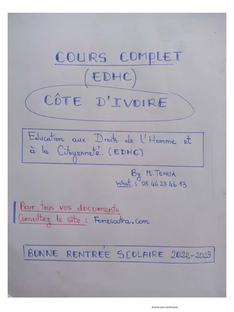 Document D'EDHC Cours Complet+exo Format APC by Tehua | PDF
