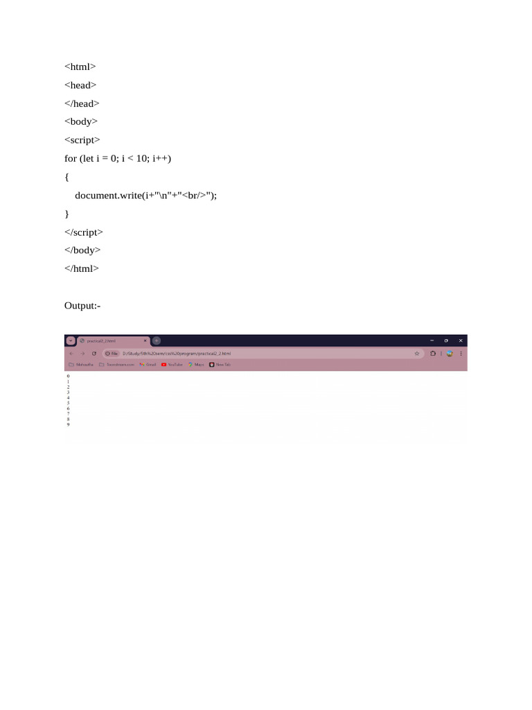 Practical2 2 1 To 10 Numbers | PDF