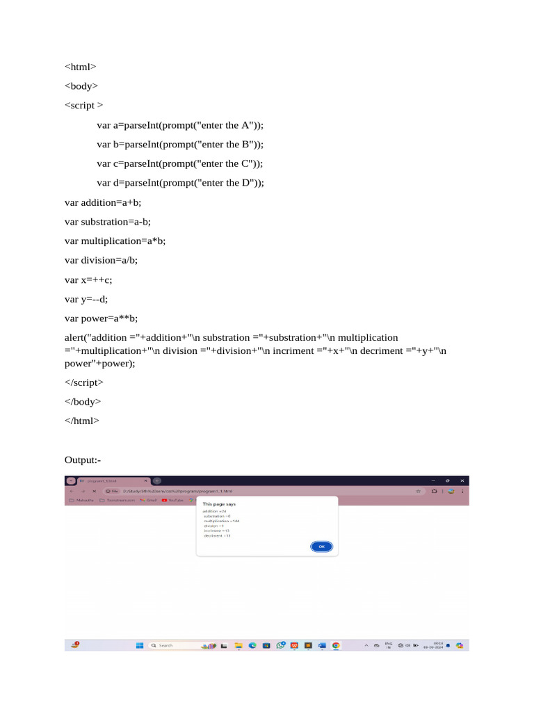 Practical1 Arithmetic Ex | PDF