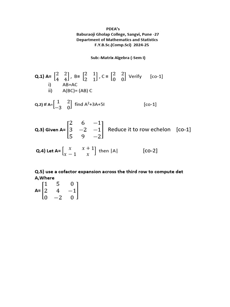 Assignment Math F.Y 2024-2025 | PDF