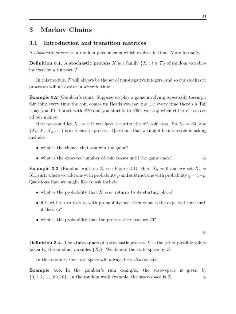 Markov Chains: Introduction & Transition Matrices | PDF | Markov Chain ...