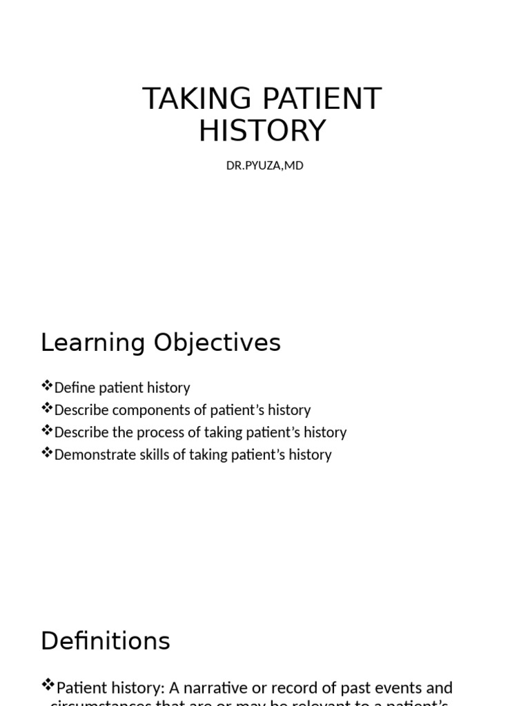 3 Taking Patient History Pdf Nonverbal Communication Medical