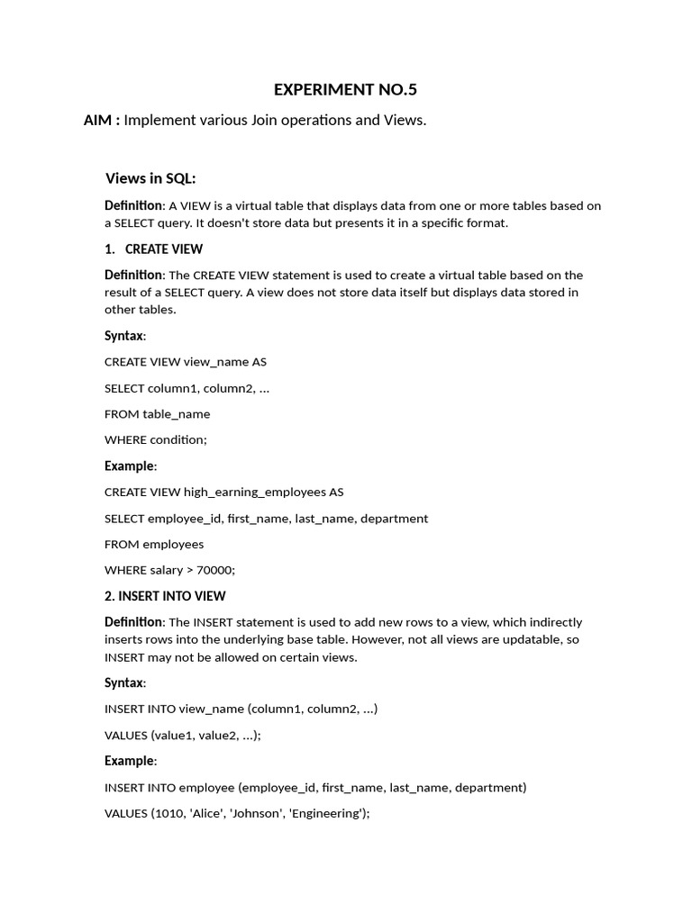 DBMS Exp 5 | PDF | Data Management | Information Technology Management