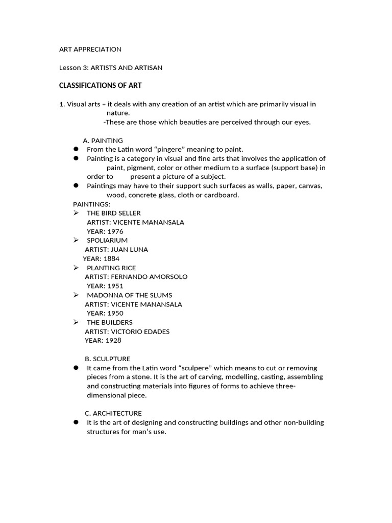 Art Appreciation Midterm Reviewer | PDF | Composition (Visual Arts) | The Arts