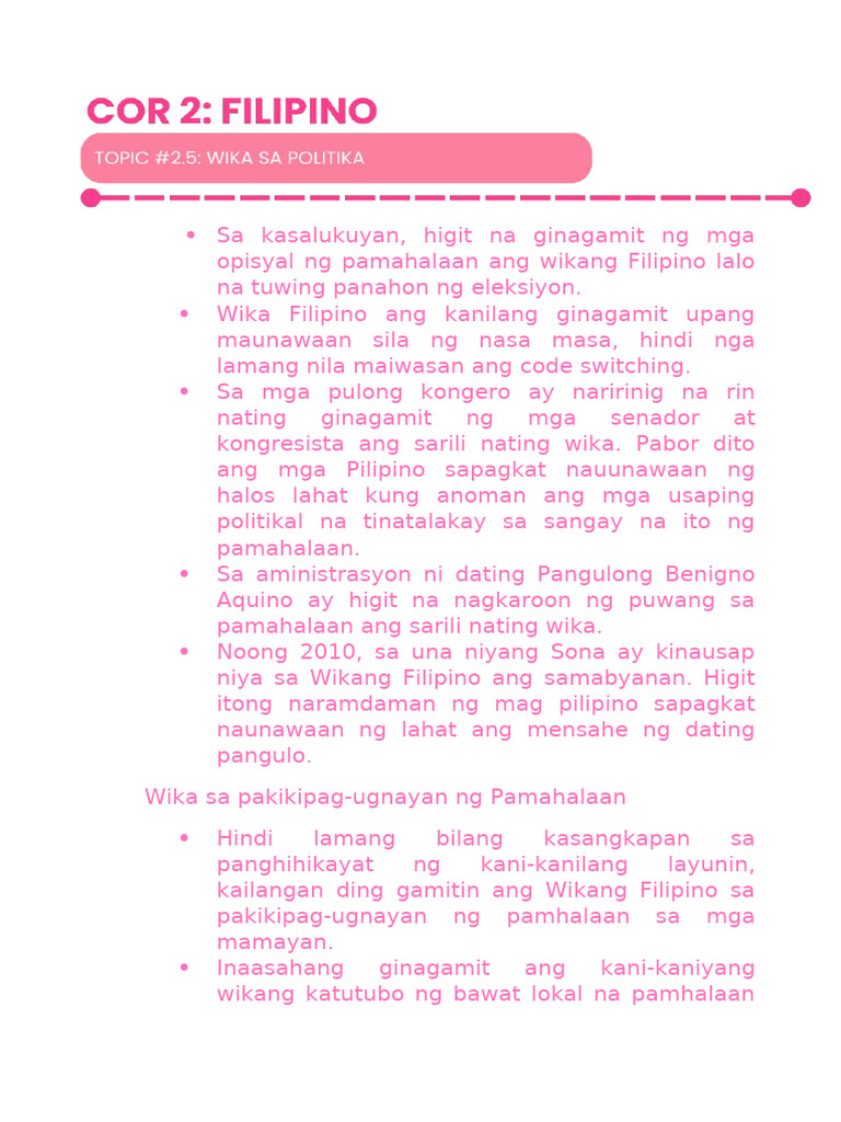 COR 2 Filipino (2nd Quarter) | PDF