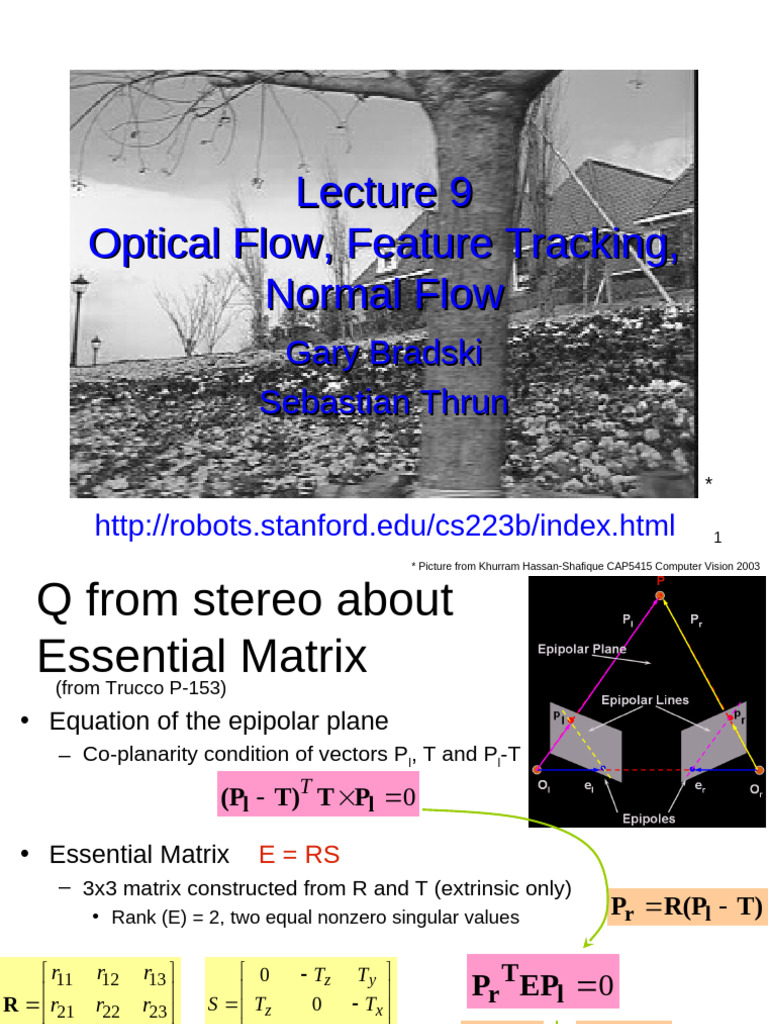 CS 223-B L9 Optical Flow | PDF | Eigenvalues And Eigenvectors | Image Segmentation