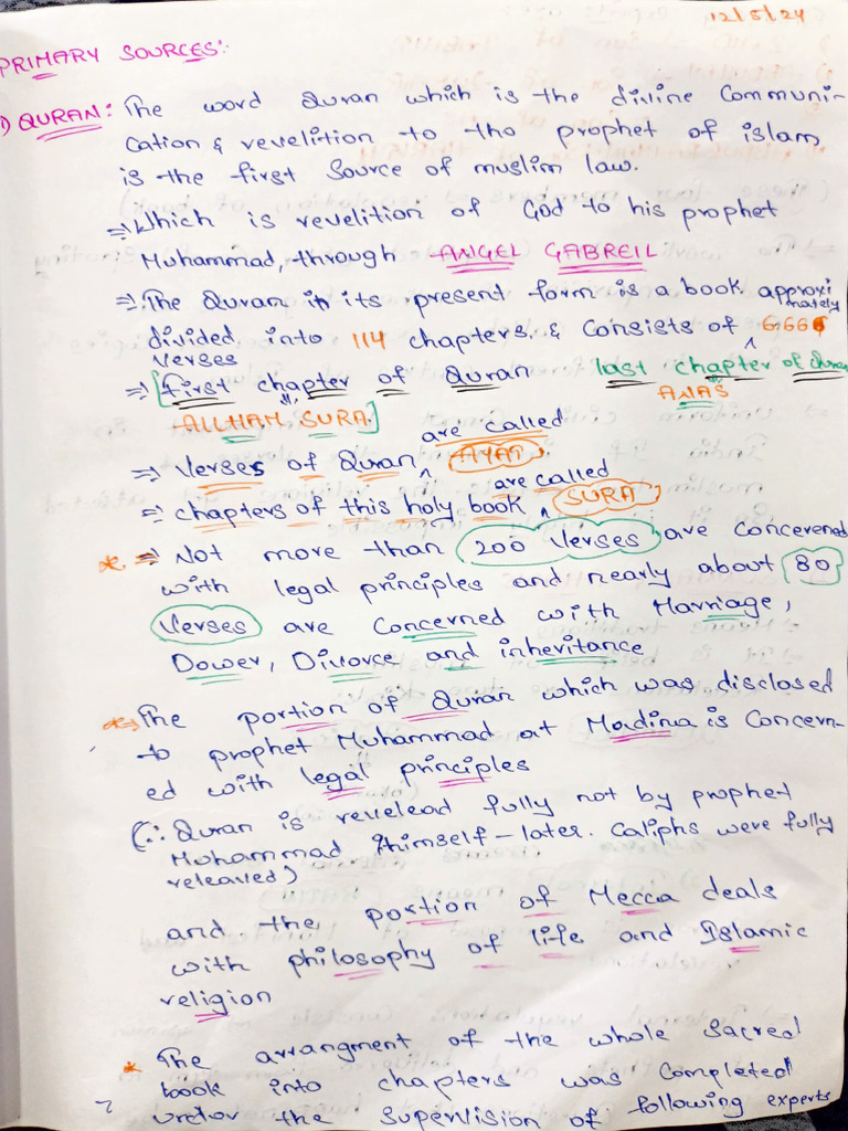 Class 4 Muslim Law Notes | PDF