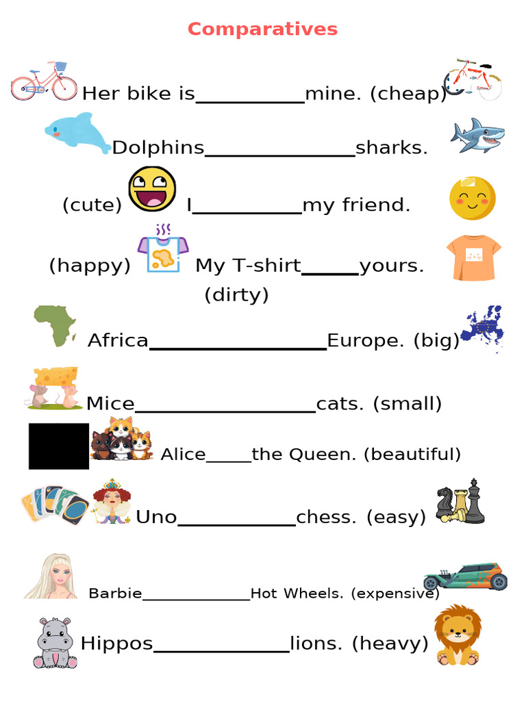 Comparative Superlative Adjectives Worksheet - 153803 | PDF | Young Adult