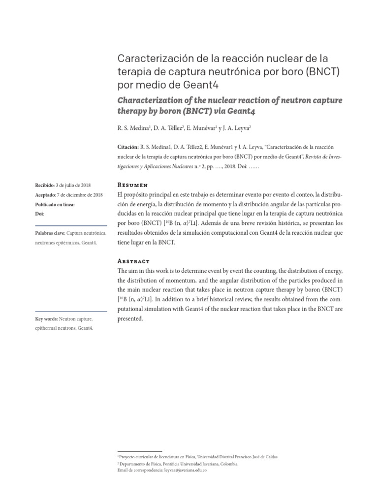 BNCT: Reacción Nuclear Simulada en Geant4 | PDF | Neutrón | Cáncer