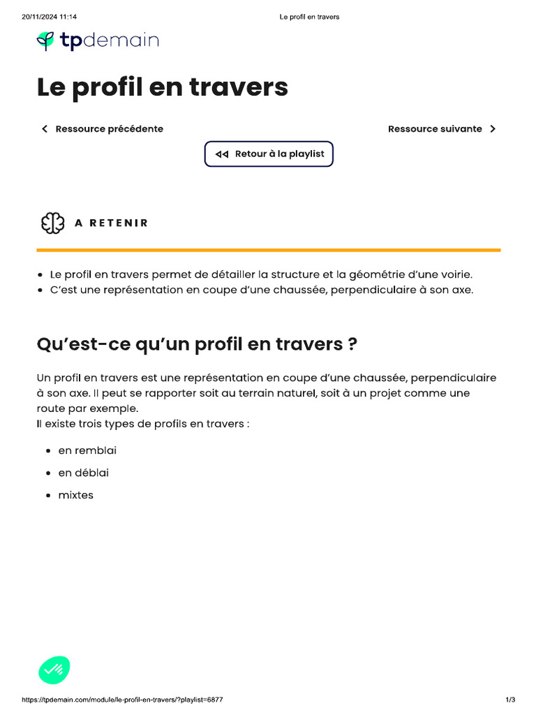 Le Profil en Travers | PDF