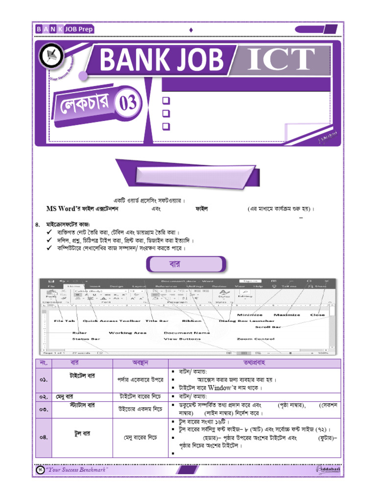 Bank Job ICT (Lecture-3) | PDF | Microsoft Word | Microsoft Excel