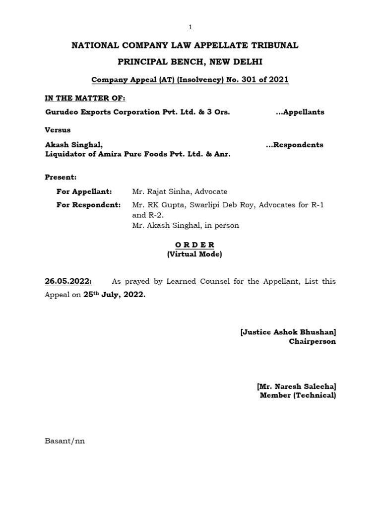 National Company Law Appellate Tribunal Principal Bench, New Delhi | PDF