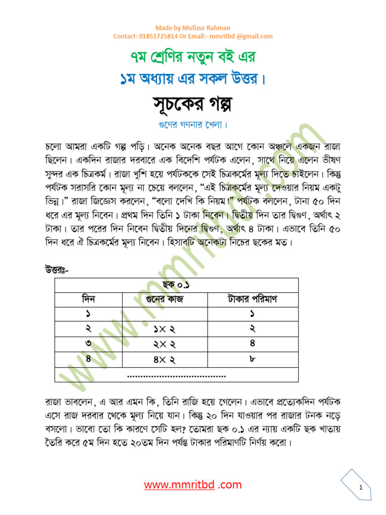 Class 7 Math Solution Sheet Pdf