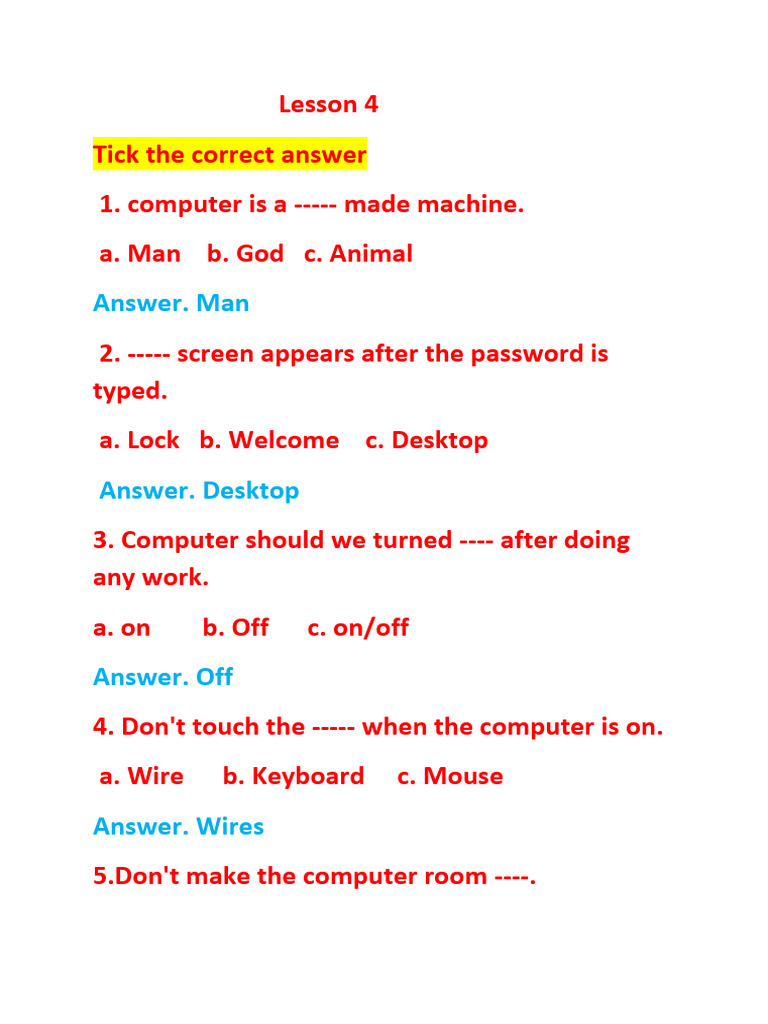 Lesson 4, g1, p1 | PDF | Computers | Technology & Engineering