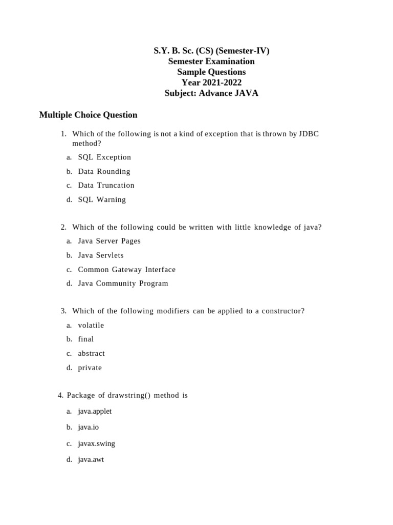 Sycs Sem Iv Advance Java Pdf Computer Programming Computing