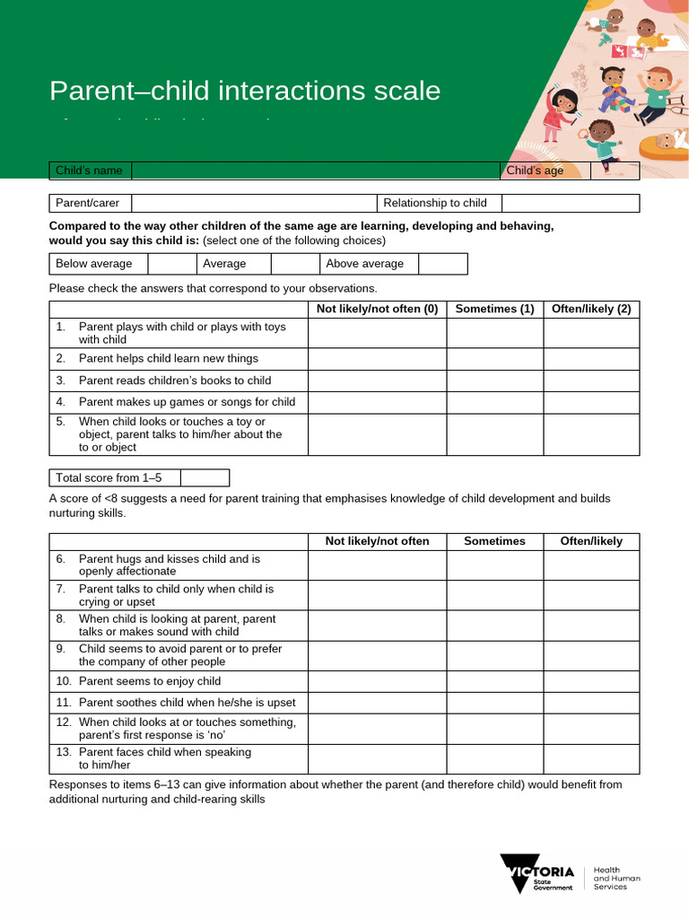 MCH Parent Child Interactions Scale | PDF | Childhood | Ageing