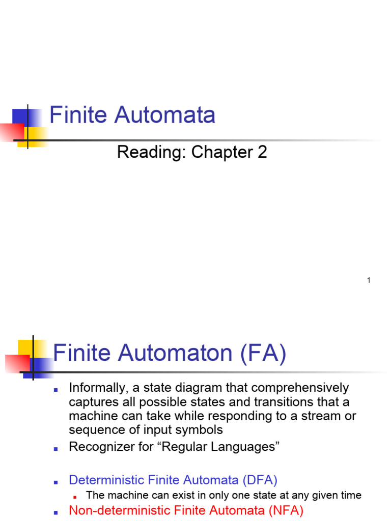 Finite Automata: Reading: Chapter 2 | PDF | Automata Theory | Theory Of Computation