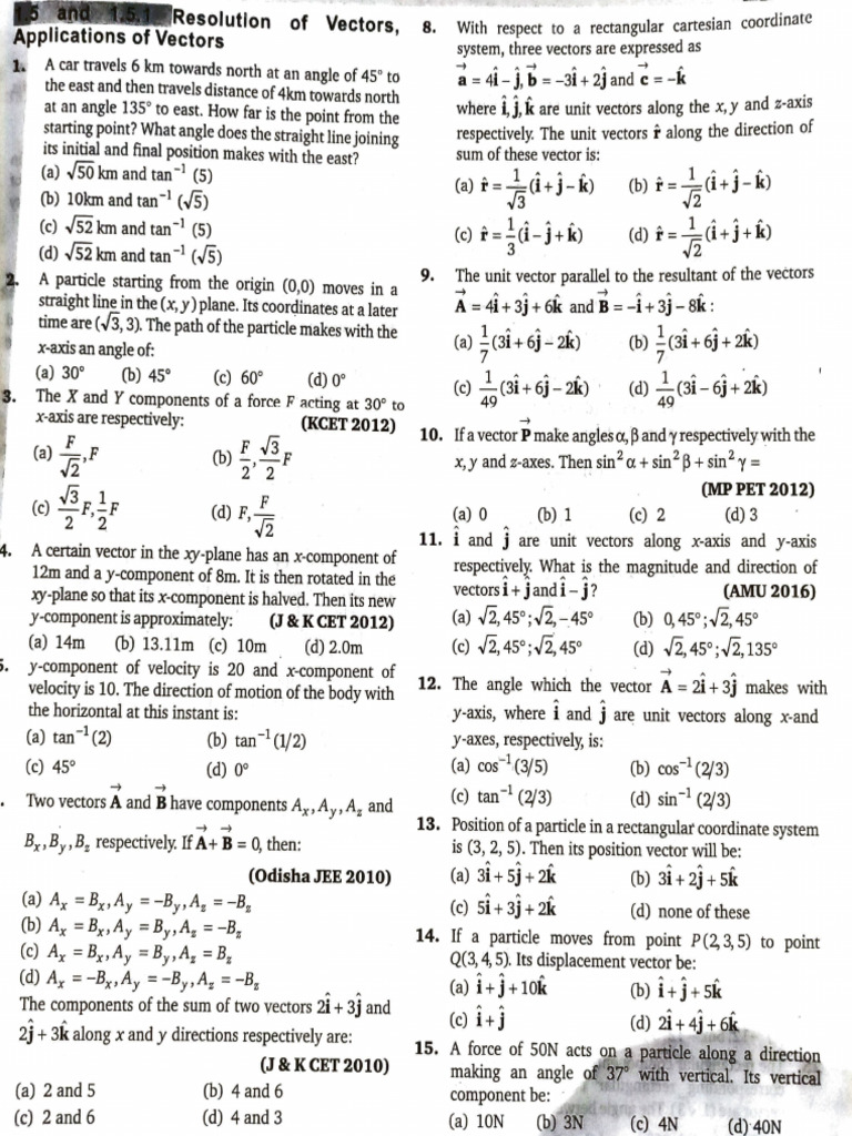 Assignment Resolutions of Vectors-1 | PDF | Euclidean Vector | Angle