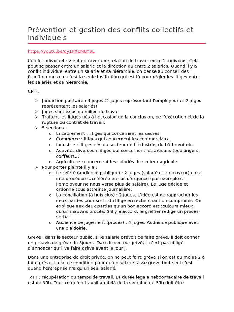 Prévention Et Gestion Des Conflits Collectifs Et Individuels | PDF ...