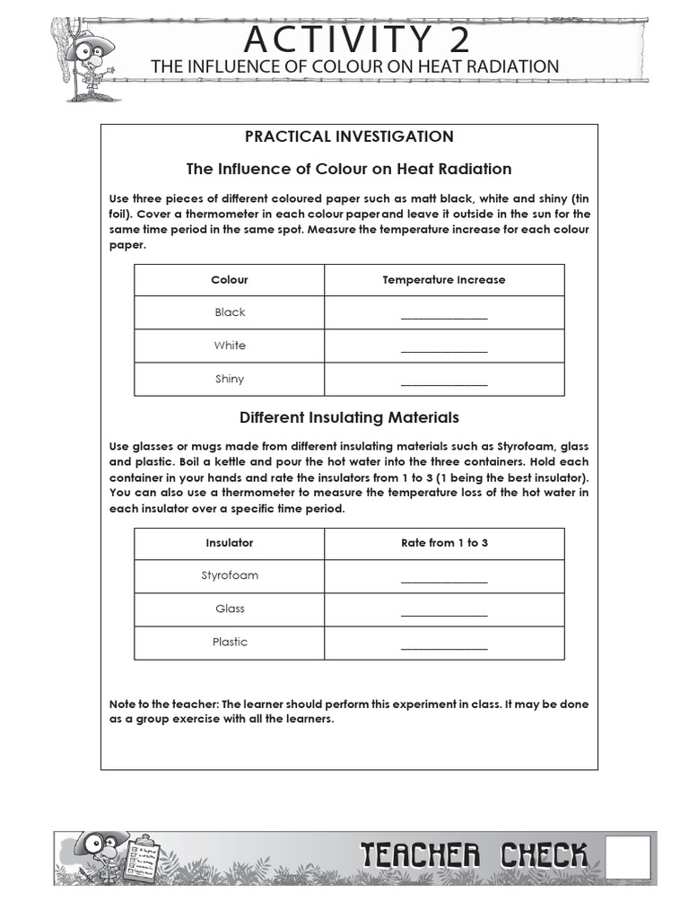 Activity-The Influence of Colour On Heat Radiation | PDF | Home ...