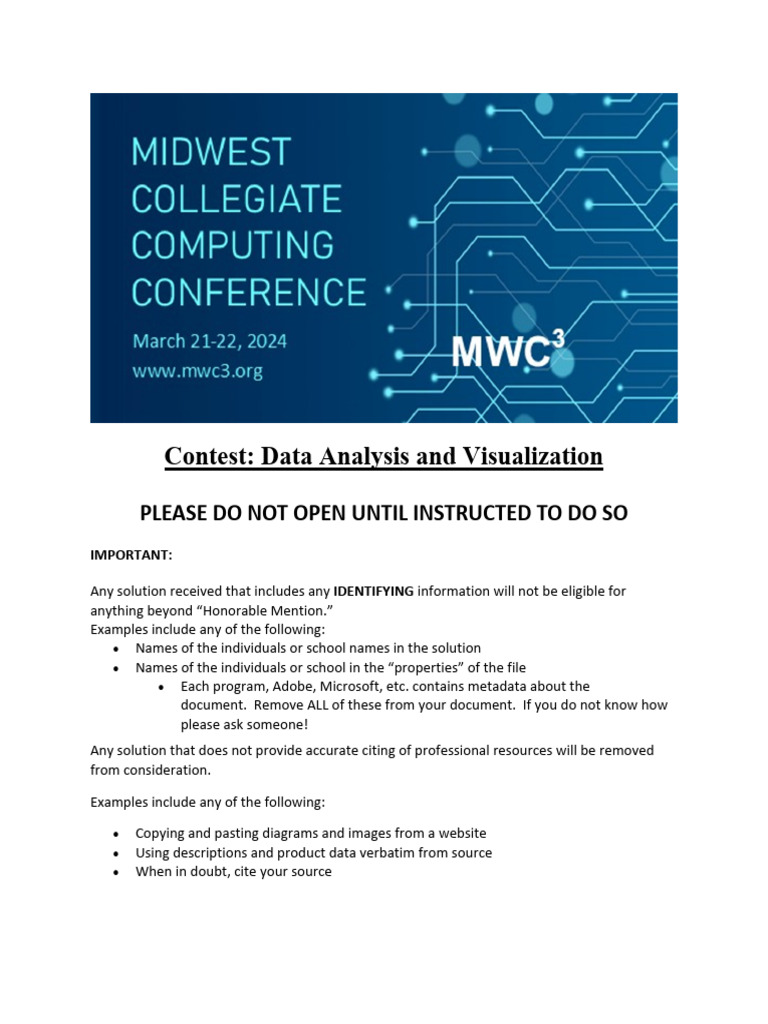 2024 Data Analytics II Competition Problem Statement | PDF | Data ...