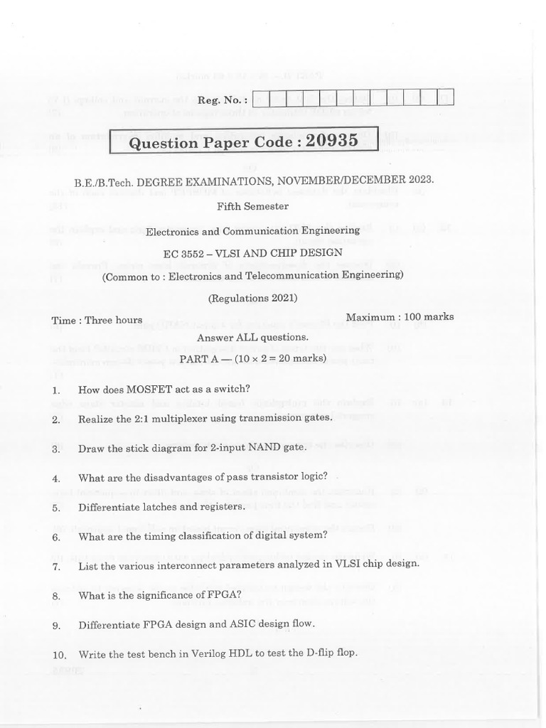 EC3552 VLSI Design Syllabus & Papers | PDF | Electronic Engineering ...