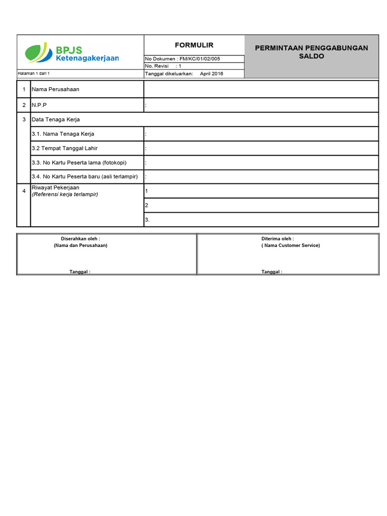 Form Amalgamasi Saldo | PDF