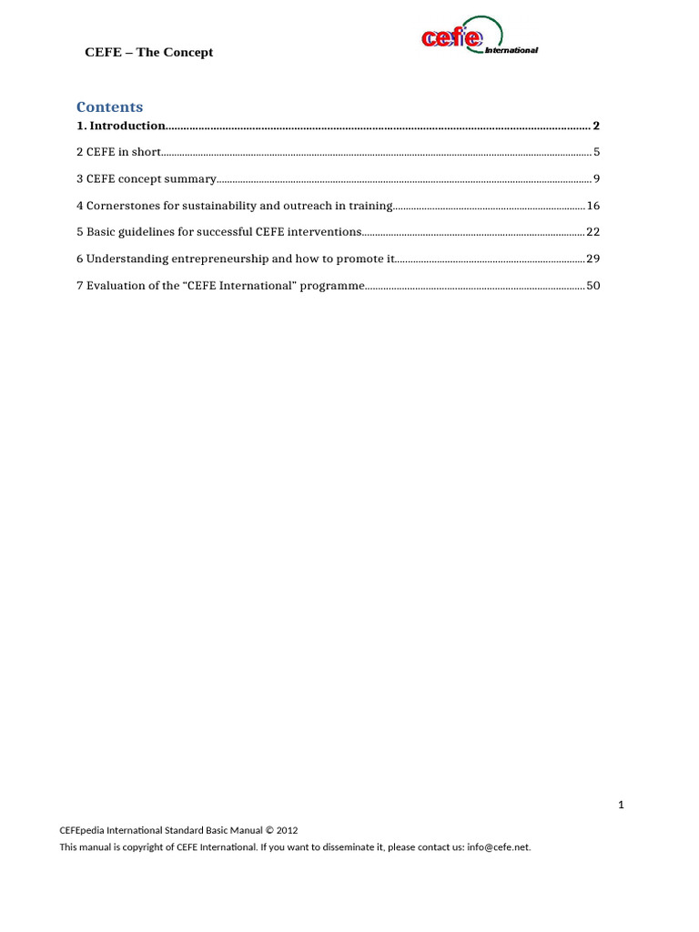 CEFE - The Concept | PDF | Entrepreneurship | Economies