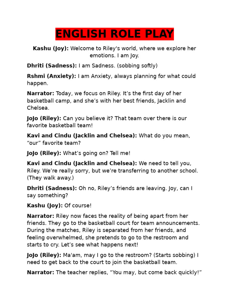English Role Play Script | PDF | Anxiety | Emotions