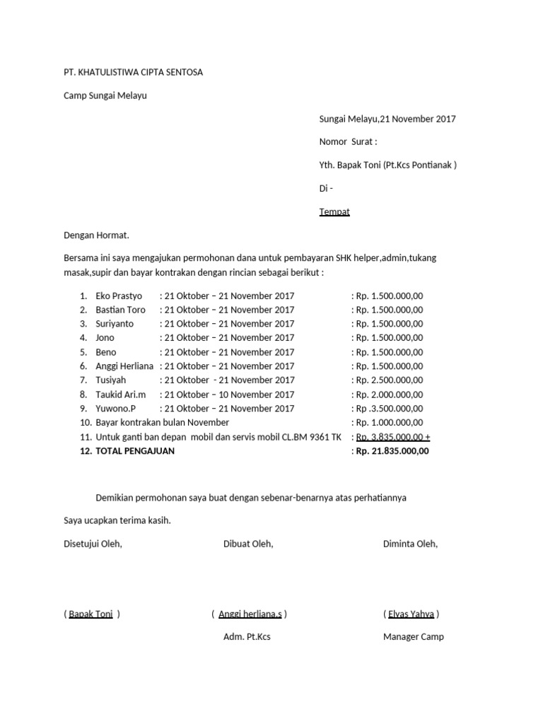 Pengajuan PT - Kcs | PDF