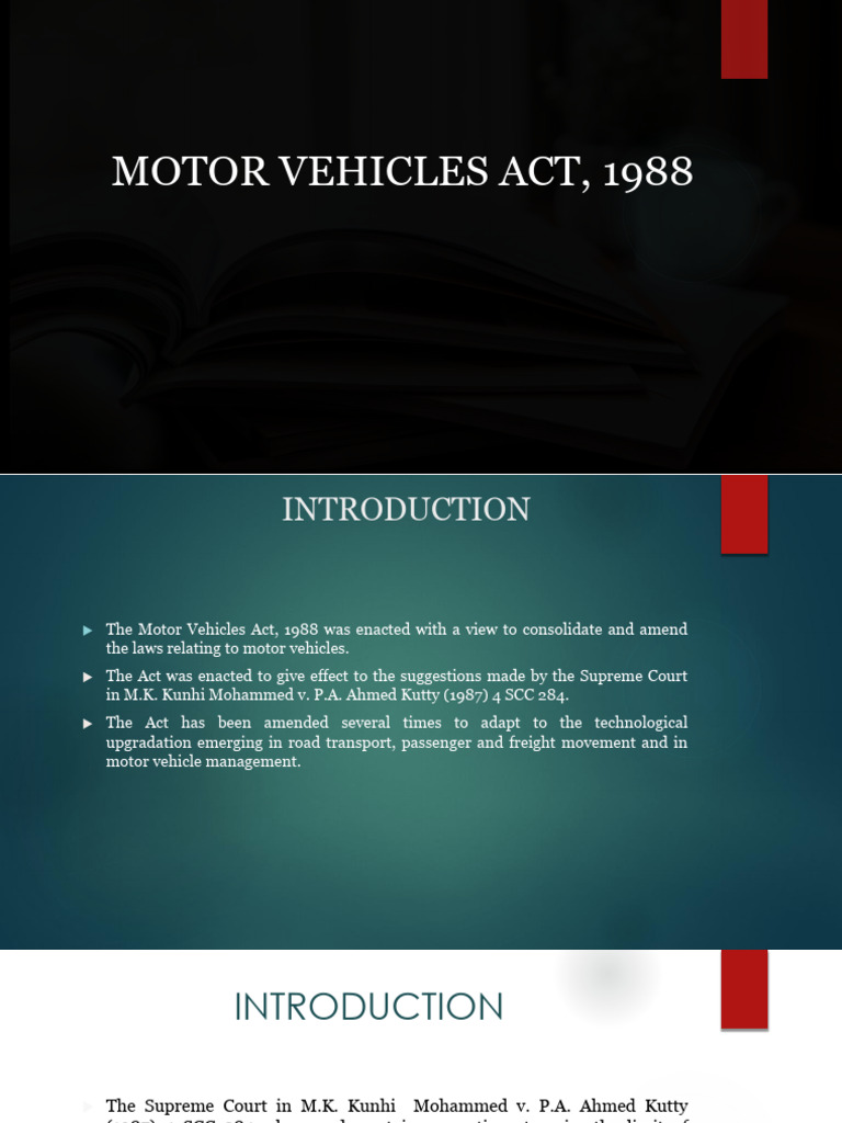 Motor Vehicles Act, 1988 | PDF | Negligence | Driving Under The Influence