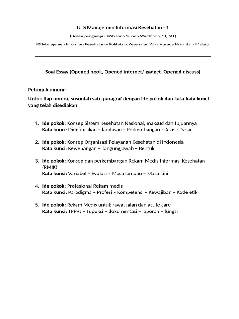 UTS MIK 1 - Wibisono | PDF