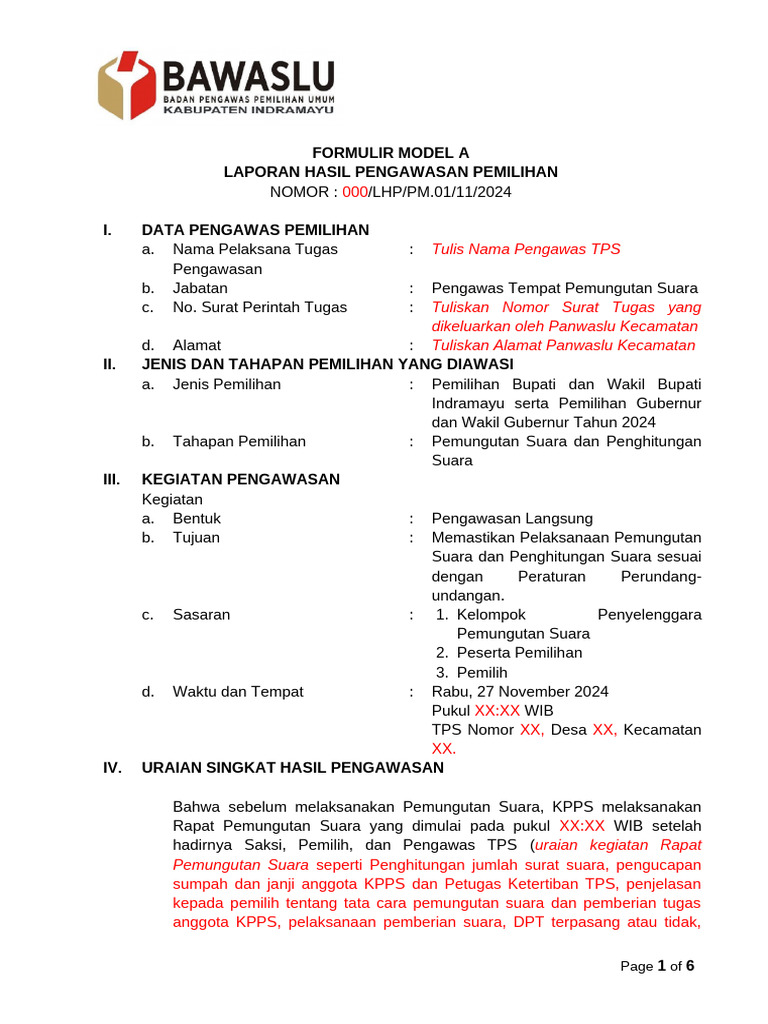Template LHP PTPS | PDF