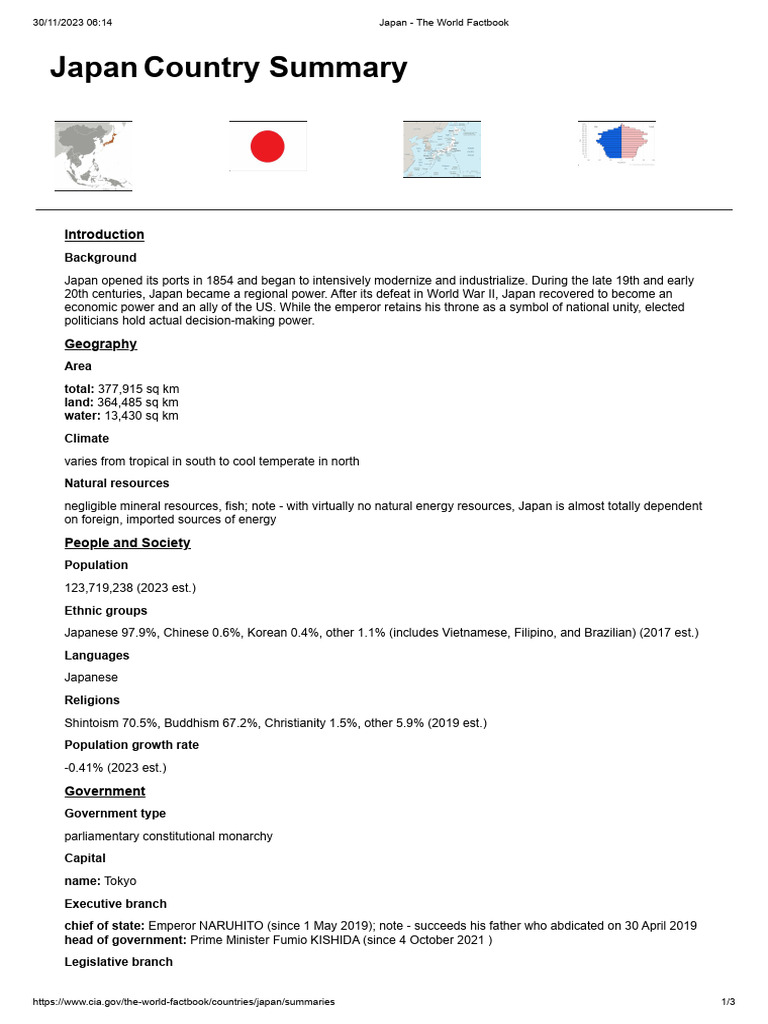 Japan Country Profile Overview | PDF | Japan | Gross Domestic Product