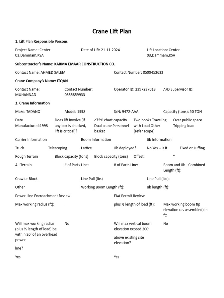 plan lift | PDF | Crane (Machine) | Manufactured Goods